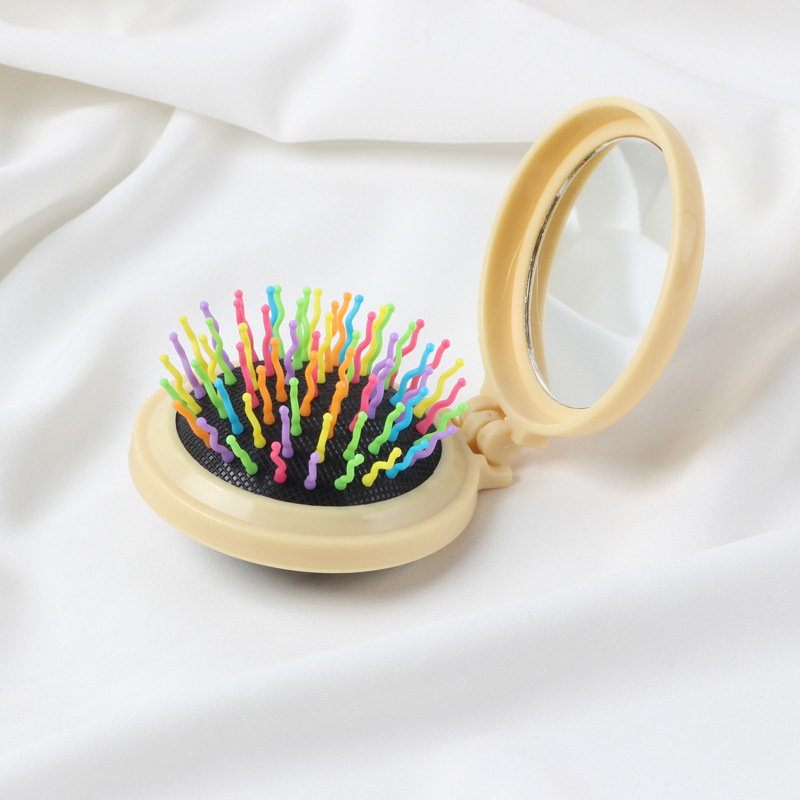 Jual AC100 Pocket Mirror Comb Cermin Sisir Bulat Lipat Portable Compact ...