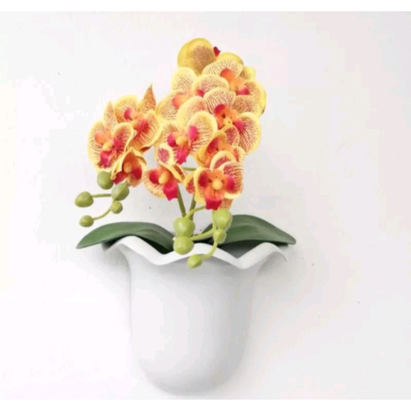 Jual bunga anggrek dinding artificial lengkap dengan pot | Shopee Indonesia