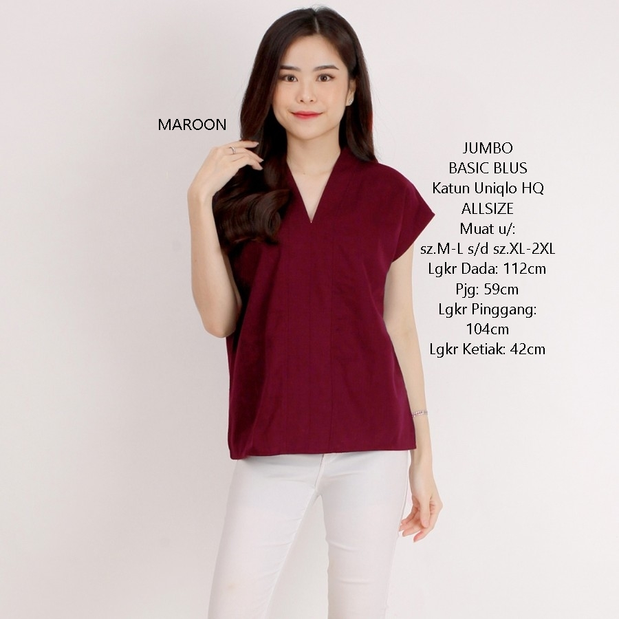 Jual Blus basic polos jumbo blouse casual big size bahan katun BA92F ...