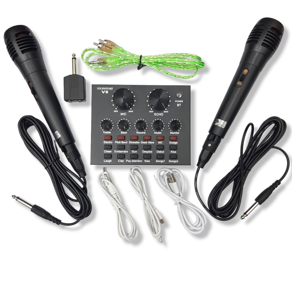 Jual Paket karaoke Bluetooth USB External Soundcard V8 Hi-Fi Live ...