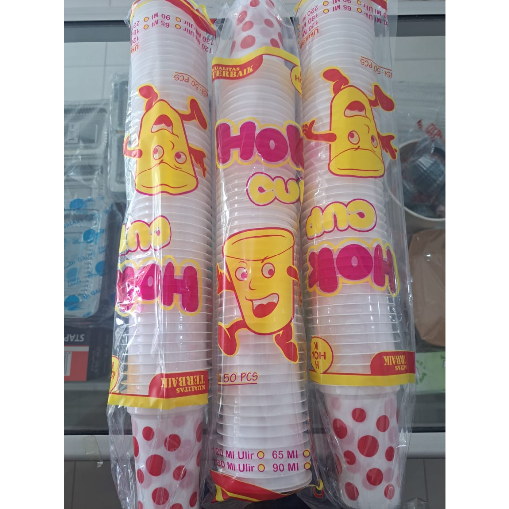 Jual Gelas Cup Plastik Polkadot 200ml merk HOK isi 50 | Shopee Indonesia