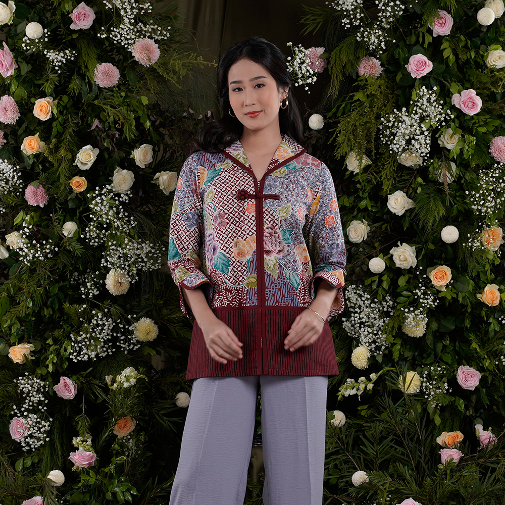 Jual NONA RARA - Sinta Encim T2288, Baju Batik Kasual Modern | Shopee ...