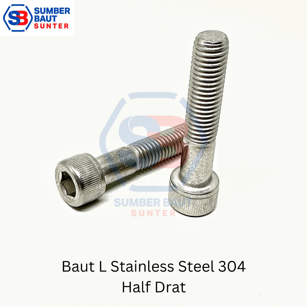 Jual M10x50 Baut L Stainless SS 304 Hex Head Socket Screw 10 x 50 ...