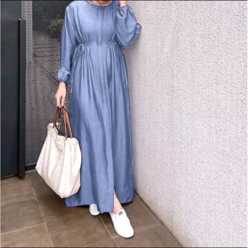 Jual Hazell gamis linen premium tali pinggang | Shopee Indonesia