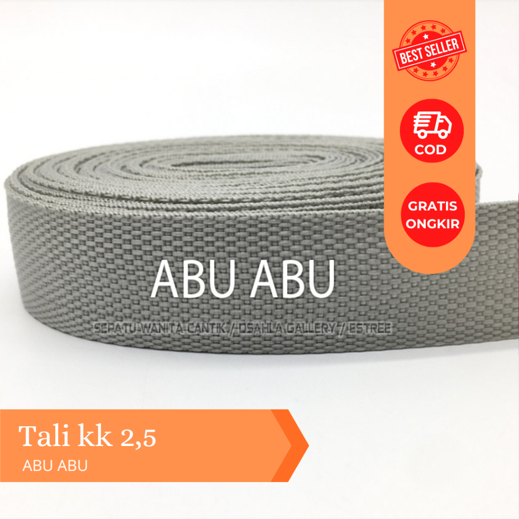 Jual Tali webbing warna Abu-Abu / Tali Webing 2.5 cm Tebal Kuat/ Tali Sling / Tali Webbing ...