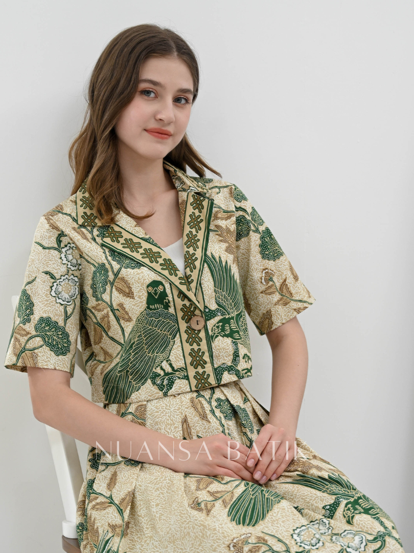 Jual Nuansa Batik Setelan Blouse Crop Batik Lengan Pendek Bahan Katun ...