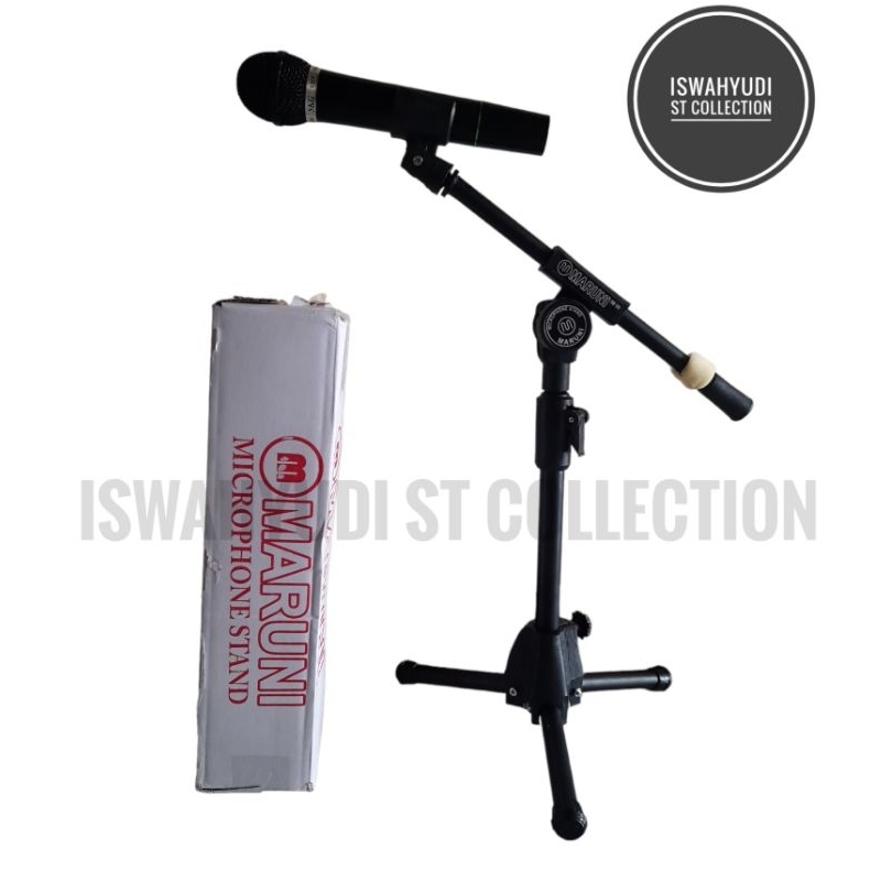 Jual ISC Stand Mic Maruni Pendek Full Besi Hitam Bonus Holder Mic ...