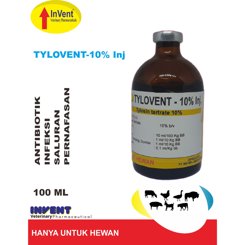 Jual Obat Hewan TYLOVENT 10% Inj Invent - Infeksi Saluran Pernafasan ...
