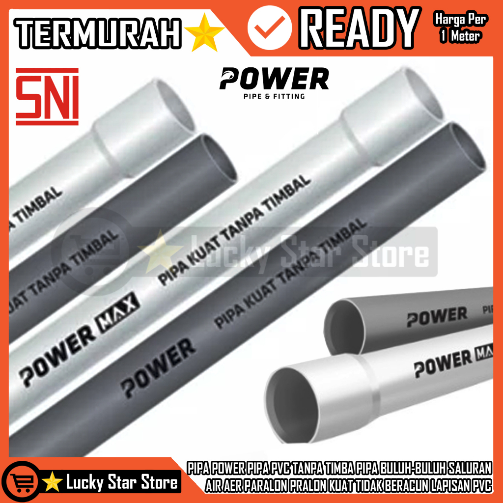 Jual PIPA POWER C PVC TANPA NON TIMBAL PUTIH ABU – ABU POLOS BULUH ...
