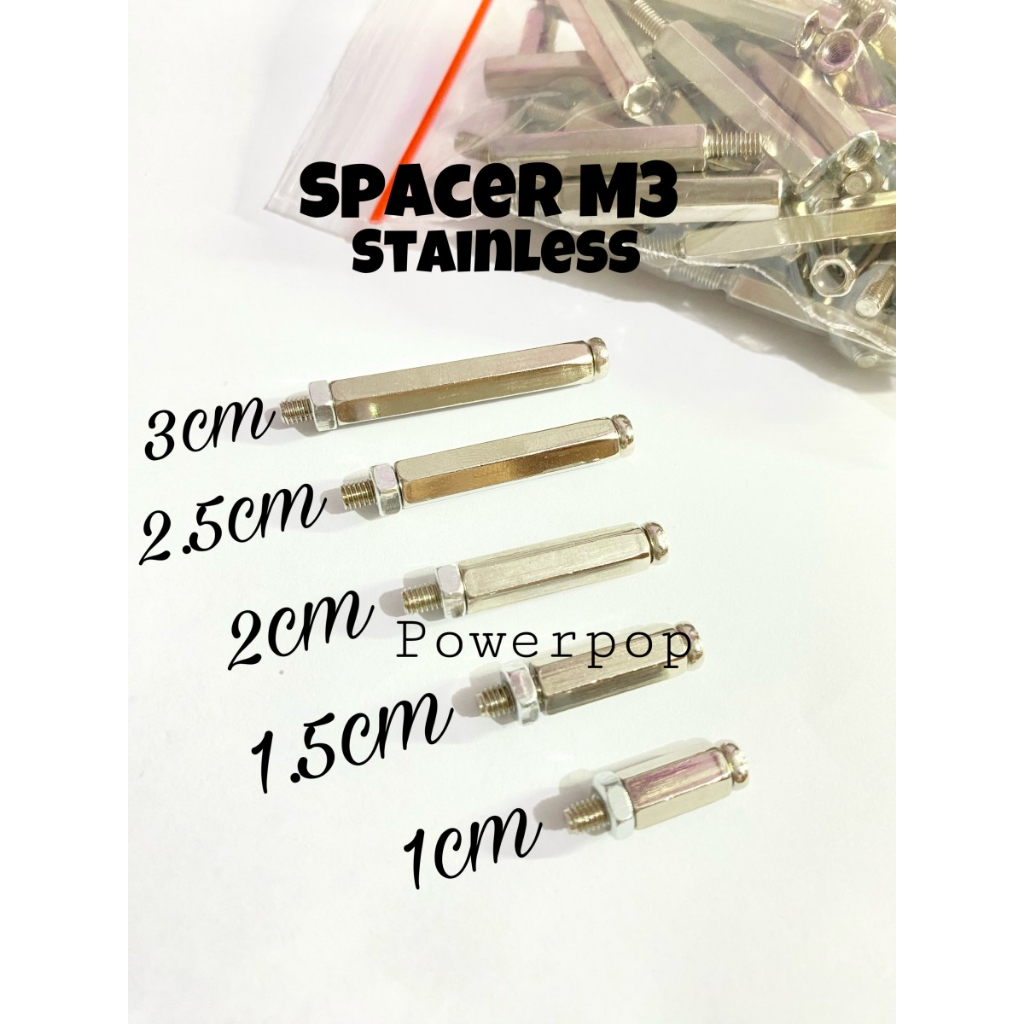 Jual Spacer Kaki Pcb M3 1cm 1.5cm 2cm 2.5cm 3cm Spicer Stainless Pcb ...