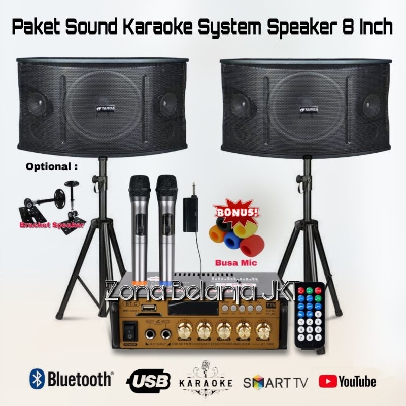 Jual PAKET KARAOKE HEMAT SPEAKER 8 INCH AMPLIFIER USB BLUETOOTH KARAOKE ...