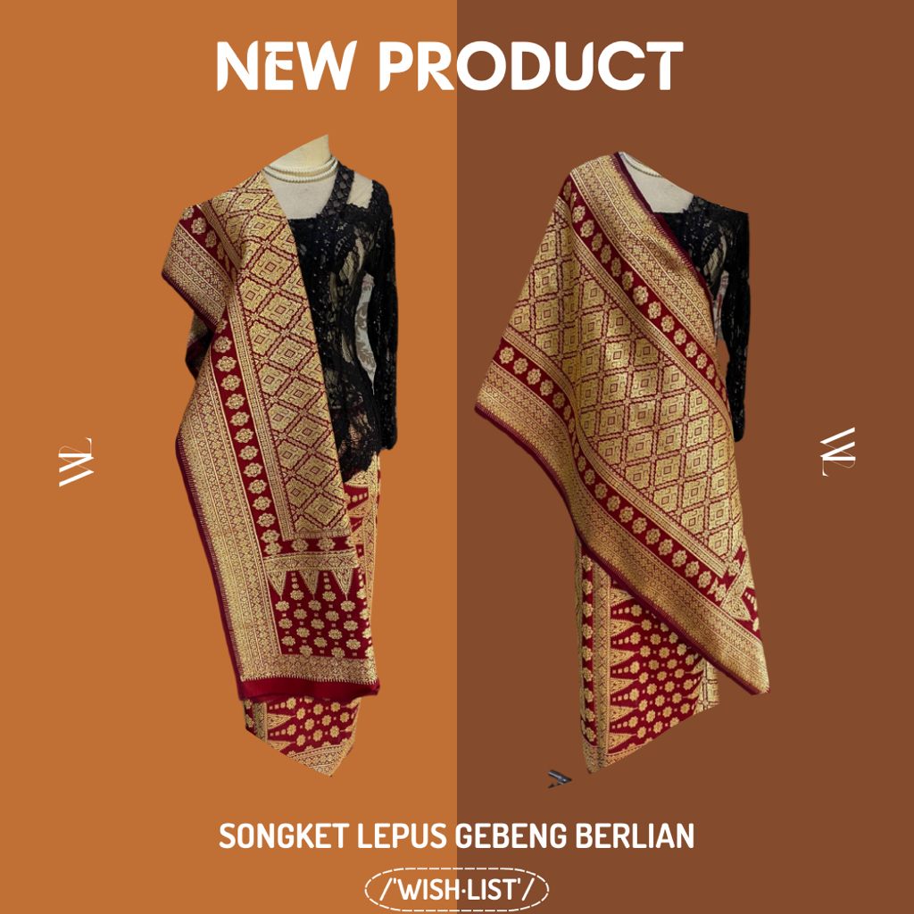 Jual Kain Tenun Bahan Tradisional LEPUS GEBENG BERLIAN Songket Kekinian Selendang Murah Ulos ...