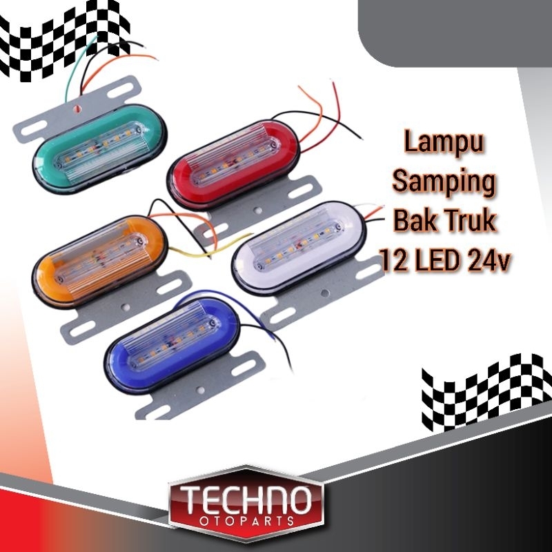 Jual Lampu Bak Truk Samping 24 Volt 12 Volt Oval Kecil 12 Led 2 Warna | Shopee Indonesia