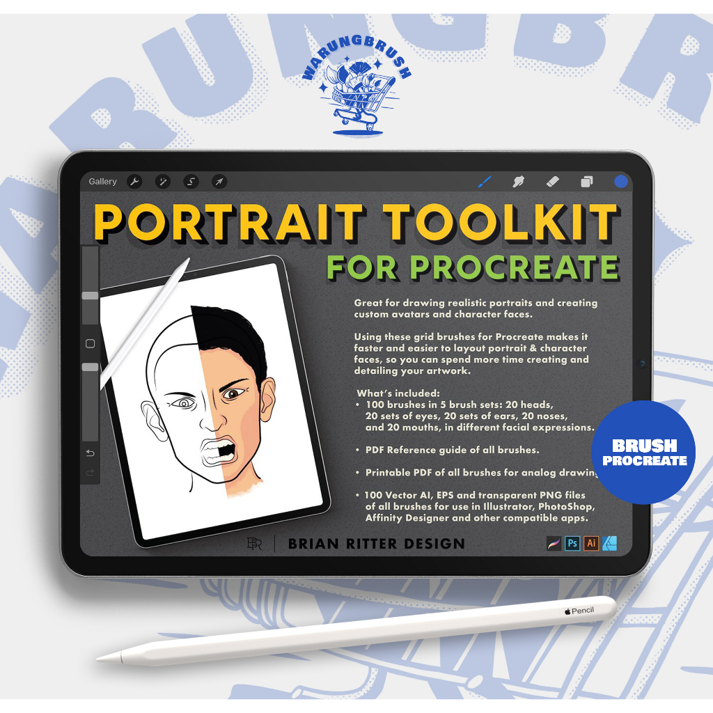Jual Portrait Toolkit for Procreate, Photoshop, Illustrator, Affinity BP00340 | Shopee Indonesia