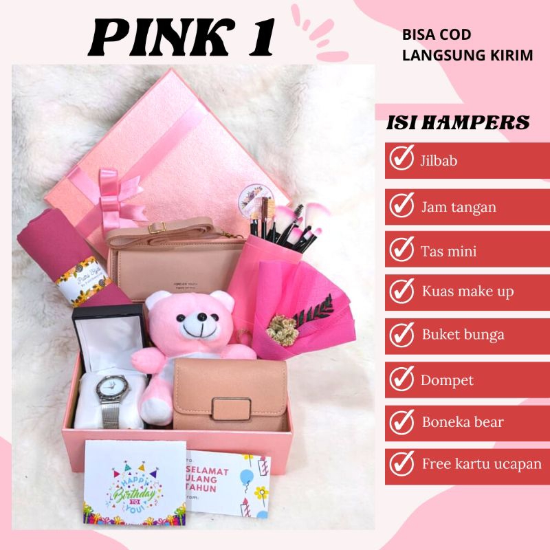 Jual Kado Pink Hampers Ulang Tahun Cewek Hadiah Tema Guru Pacar Wisuda ...