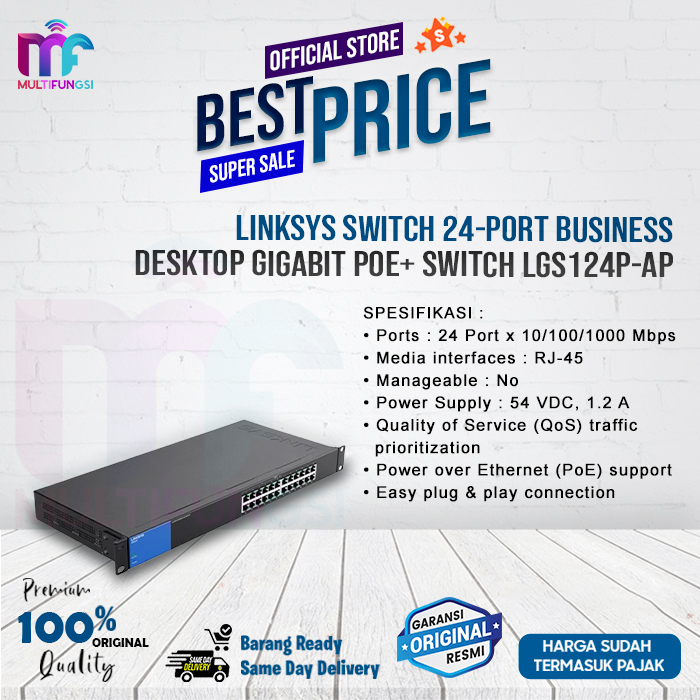 Jual Linksys Switch 24-Port Business Desktop Gigabit PoE+ Switch ...