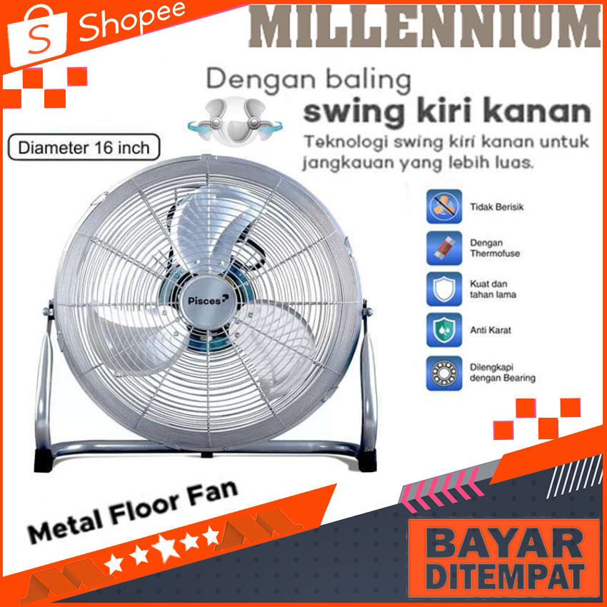 Jual Pisces MRF16 Kipas Angin Meja Lantai Tornado Baling Swing Kiri Kanan Floor Fan 16 Inch ...