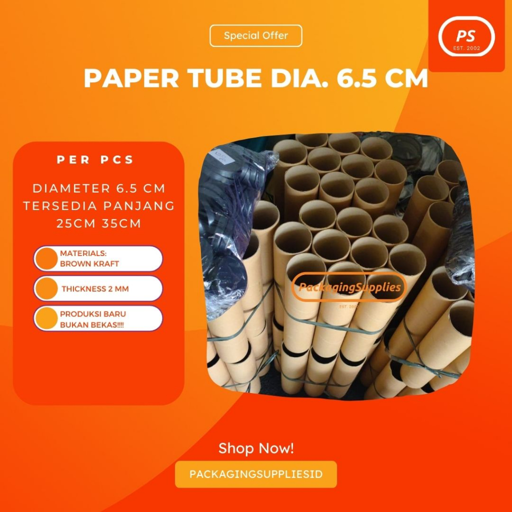 Jual (BARU) PAPER TUBE / PAPER CORE / Tempat Poster 25 CM Diameter 6.5 ...