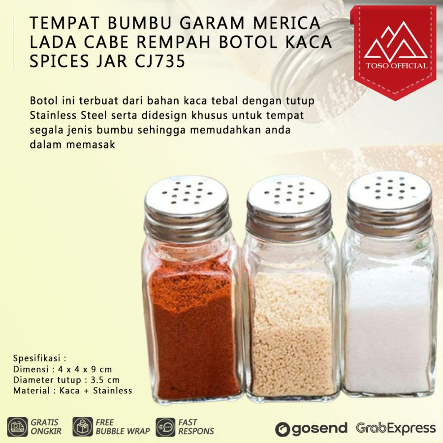 Jual TEMPAT BUMBU GARAM MERICA LADA CABE REMPAH BOTOL KACA SPICES JAR ...