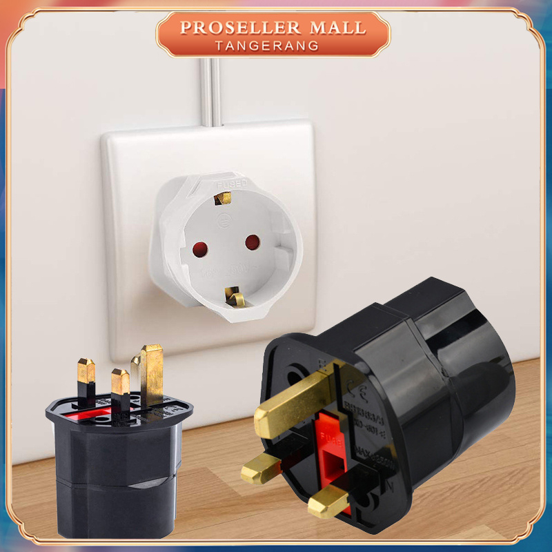 Jual 13A/250V Model EU 2 Pin To UK 3 Pin / Converter EU To UK / Adaptor ...