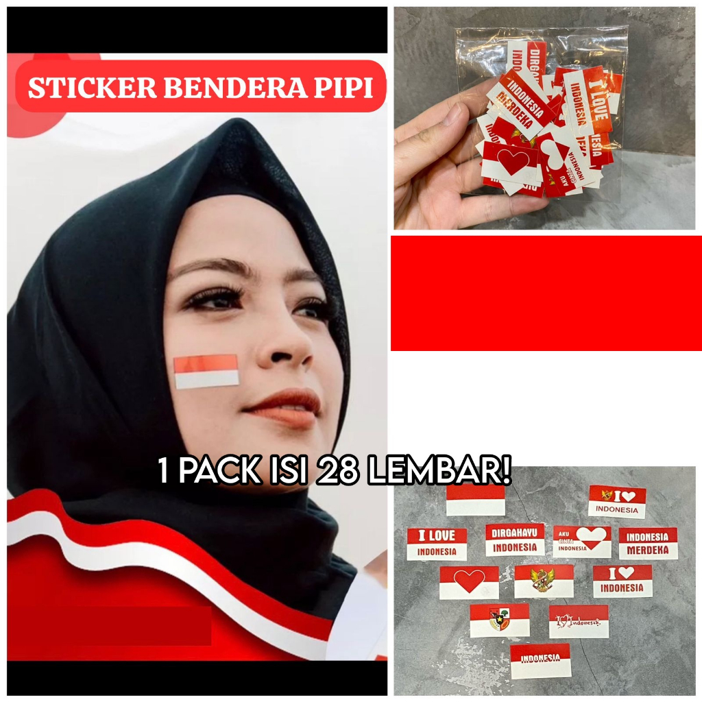 Jual Sticker pipi HUT RI Bendera Merah Putih ISI 28 PCS / Sticker ... Jual Sticker pipi HUT RI Bendera Merah Putih ISI 28 PCS / Sticker ...