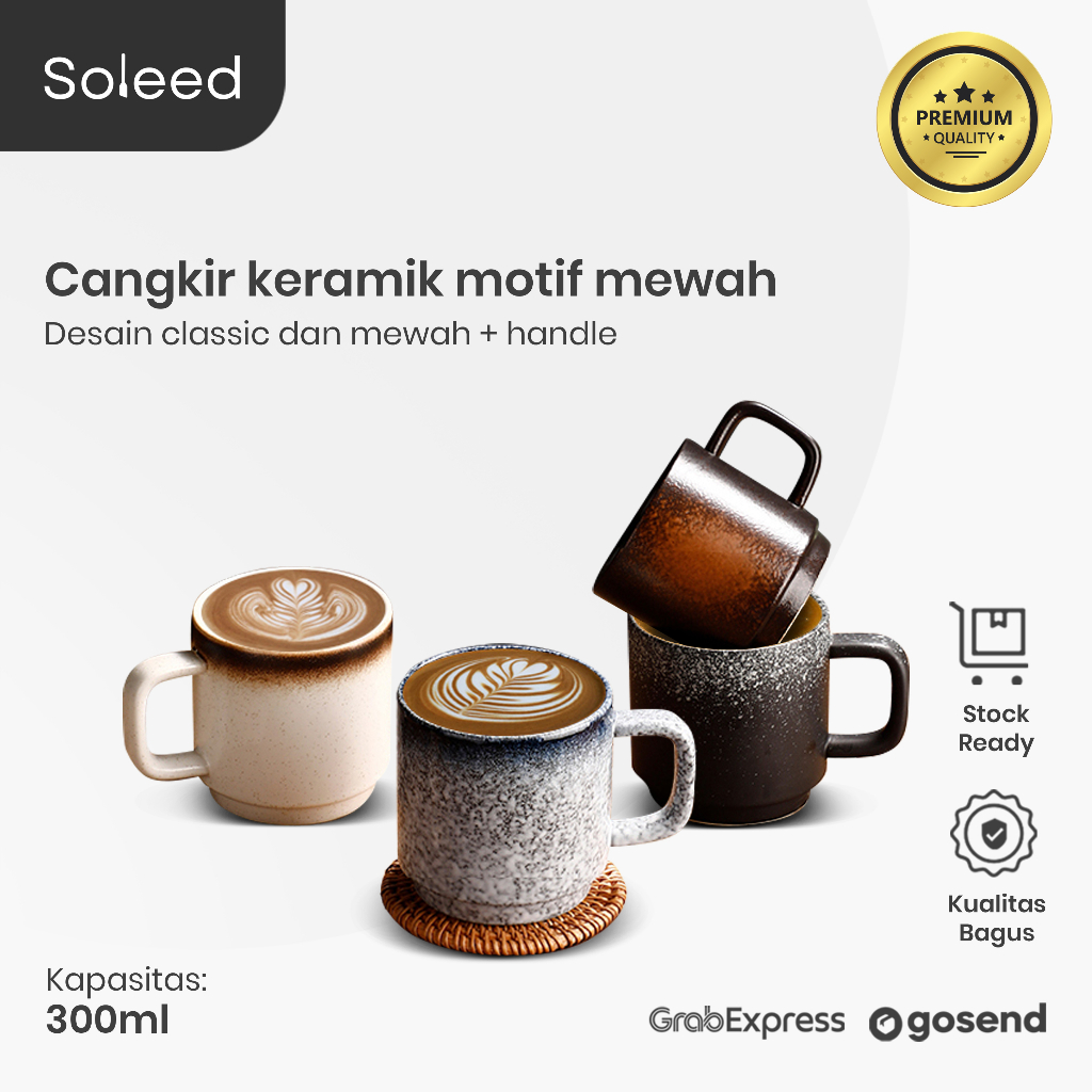Jual SOLEED Cangkir Kopi Teh Keramik Japanese Rustic Ceramic Mug 300Ml ...