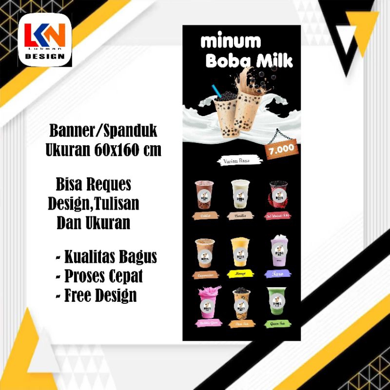 Jual spanduk banner boba milk uk, 60x160 cm | Shopee Indonesia