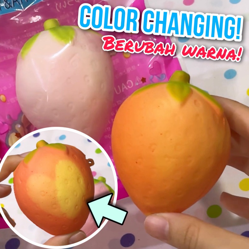 Jual [SALE] Squishy Stroberi BERUBAH WARNA Medium Super Soft & Slow ...