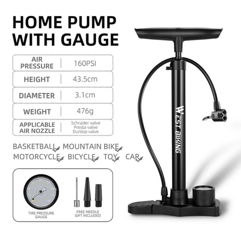 Jual West Biking Bike Pump Pompa Angin Motor Sepeda 160PSI Meter ...