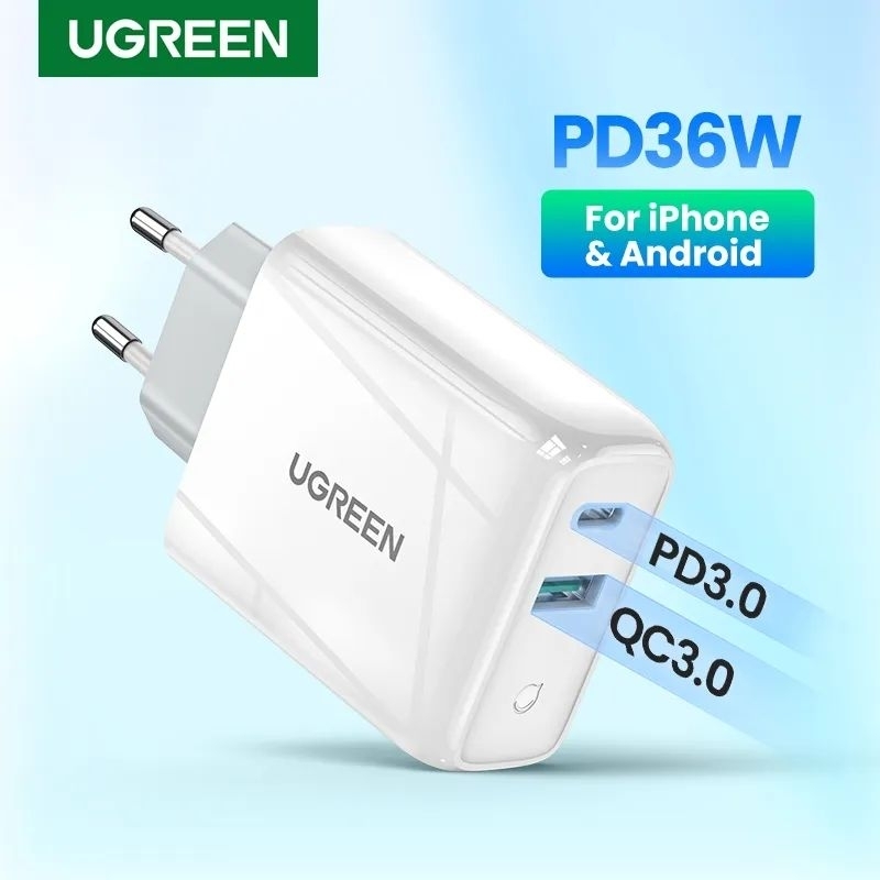 Jual Ugreen 36W Dual USB Wall Charger PD QC 3.0 4.0 Quick Charge Power Delivery Fast Charging ...