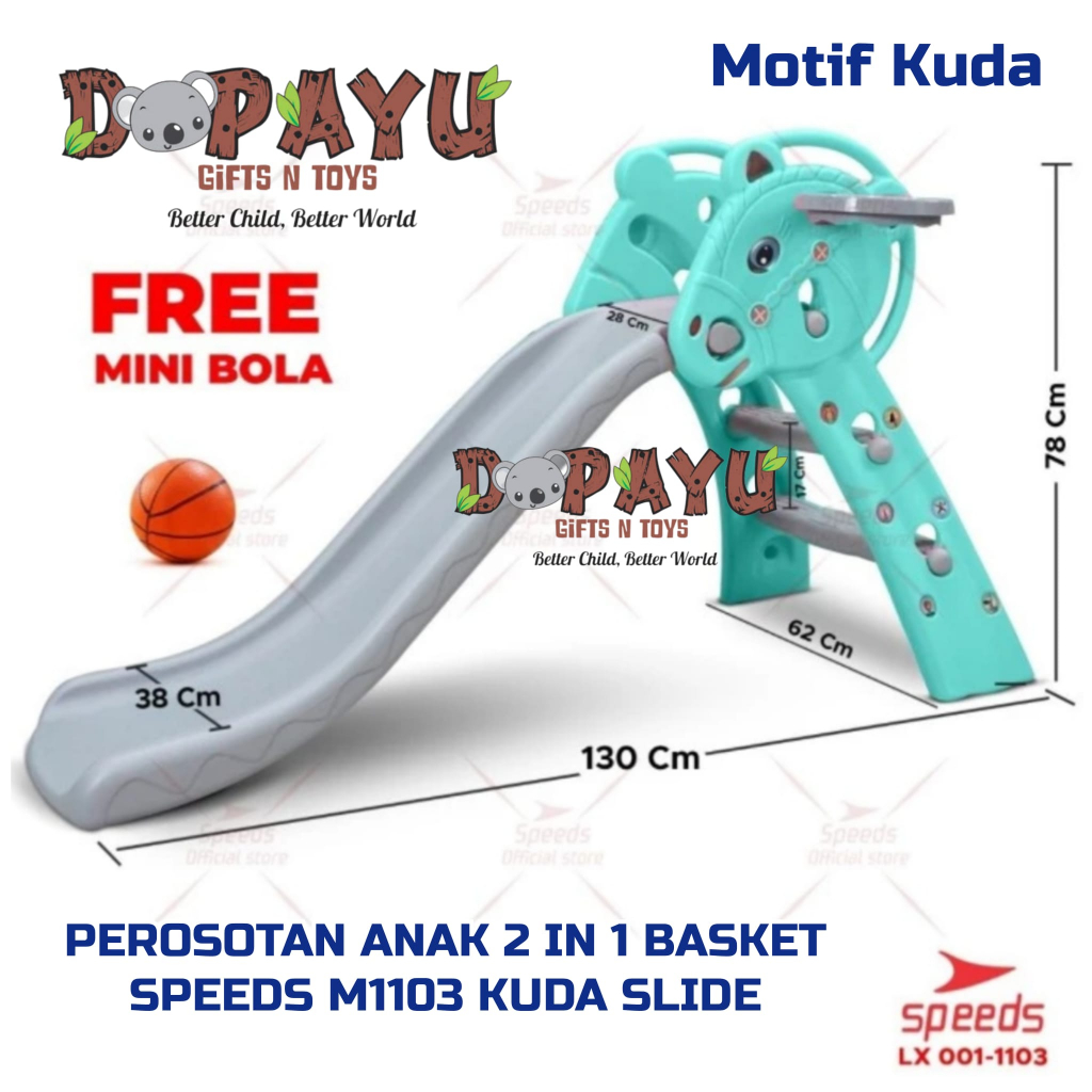 Jual MOLION SPEEDS Perosotan Basket Anak 2in1 M1103 Animal Slide M-1103 ...