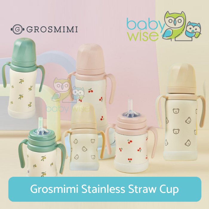Jual Grosmimi Stainless Straw Cup - Botol Minum Sedotan Dengan Pegangan | Shopee Indonesia
