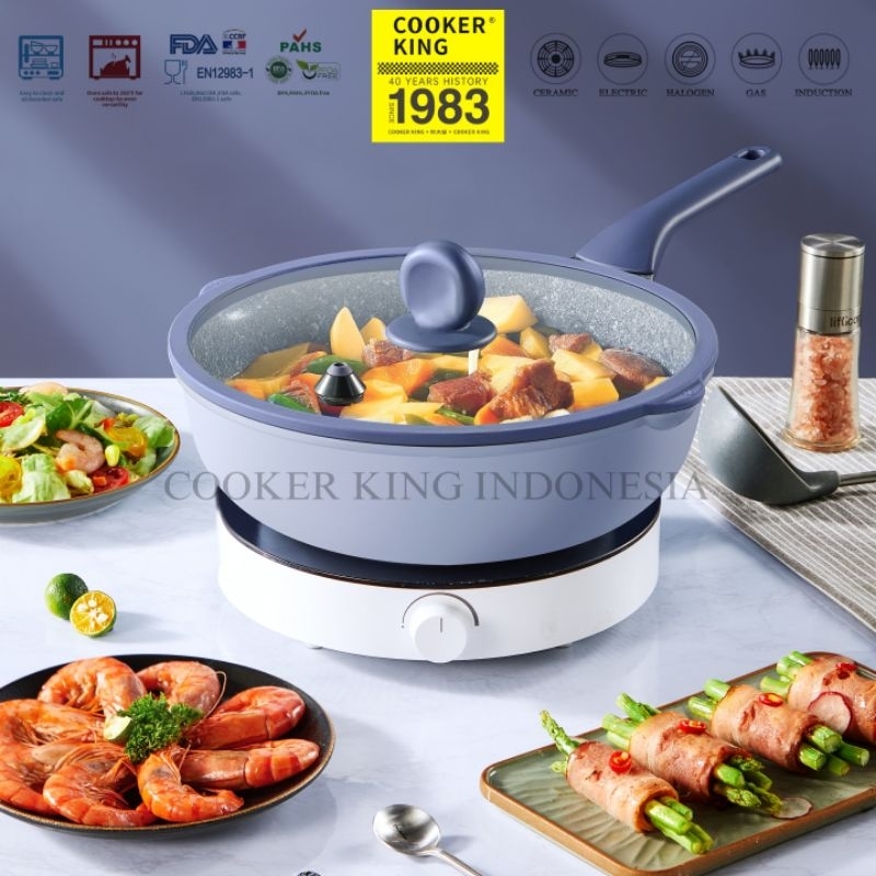 Jual Cooker King Wok 30 & 32 CM + Lid Cookware New Premium Marble Blue ...