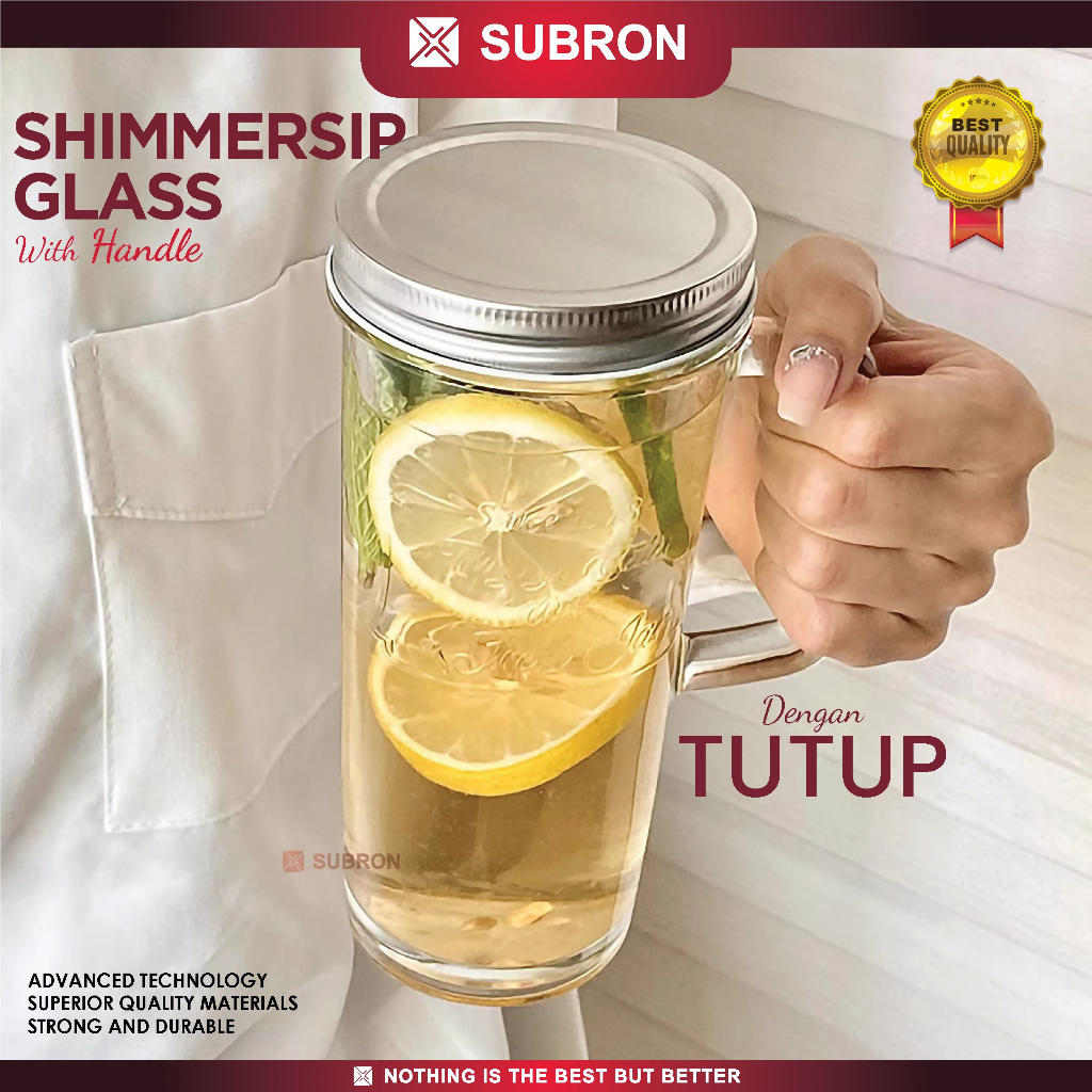 Jual SUBRON Gelas Mug Tumbler 600ml Aesthetic Drink Jar Kaca dengan ...