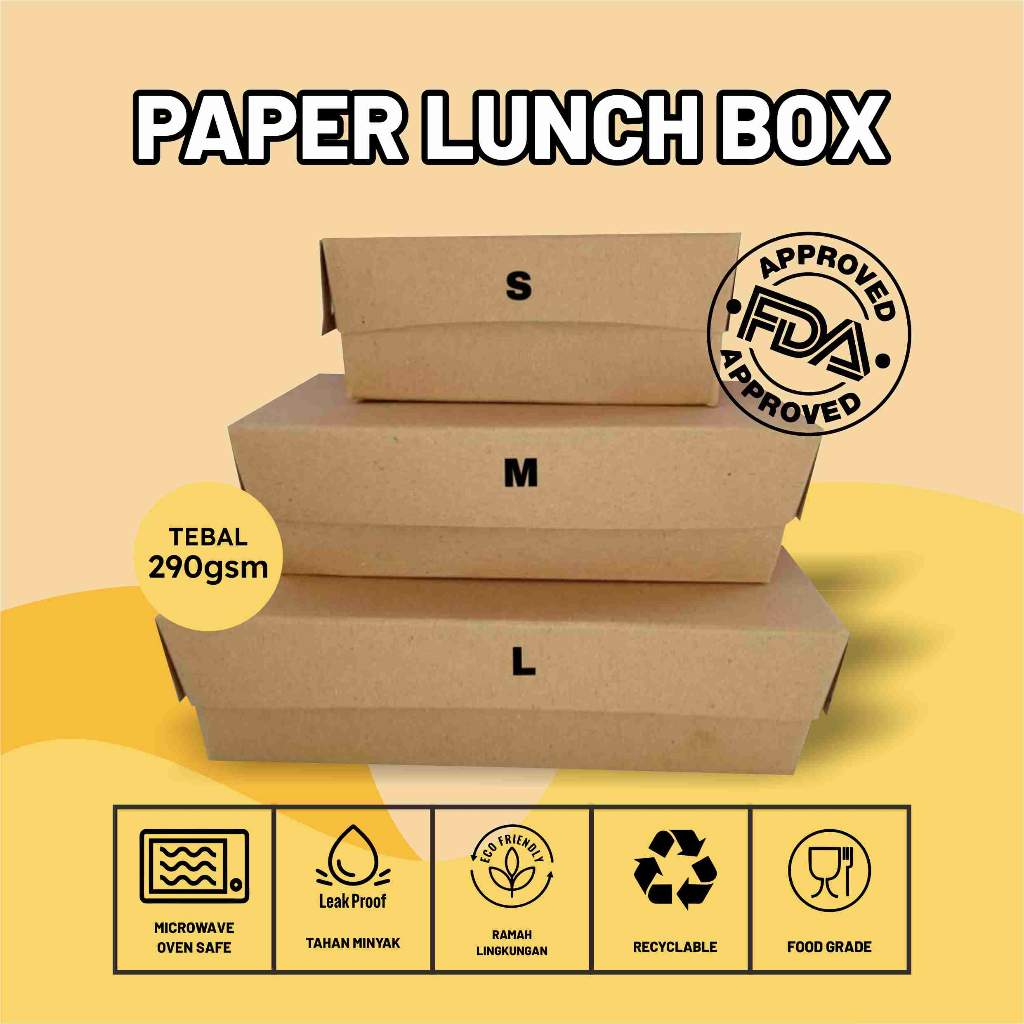 Jual Paper Lunch Box Kotak Makan Bahan Tebal Food Grade | Shopee Indonesia