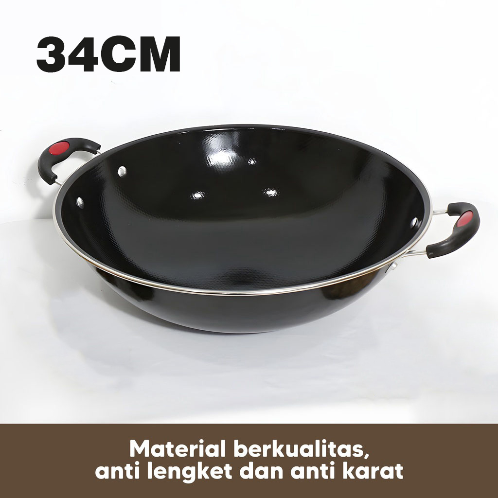 Jual Wajan Enamel Gagang Panjang & Kuping Marble Wajan Ukuran 32cm Anti ...