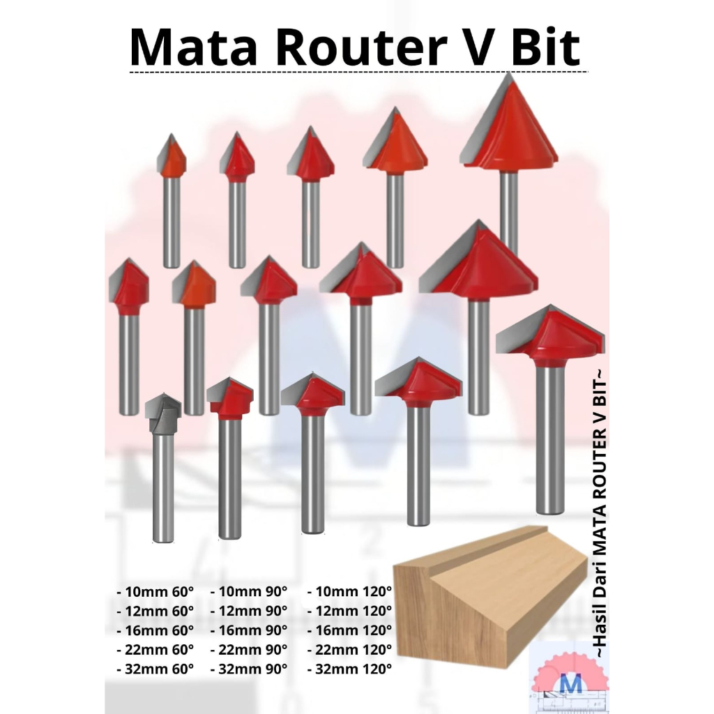 Jual Mata router CNC 3D V groove shank 6mm wood mdf dll V bit mch ...