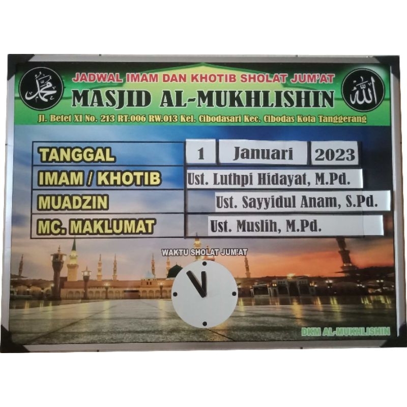 Jual PAPAN JADWAL IMAM DAN KHOTIB SHOLAT JUM'AT | Shopee Indonesia
