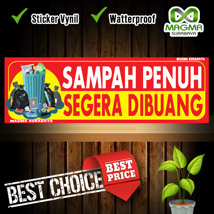 Jual Stiker Sampah Penuh harap di buang - magma surabaya - label ...