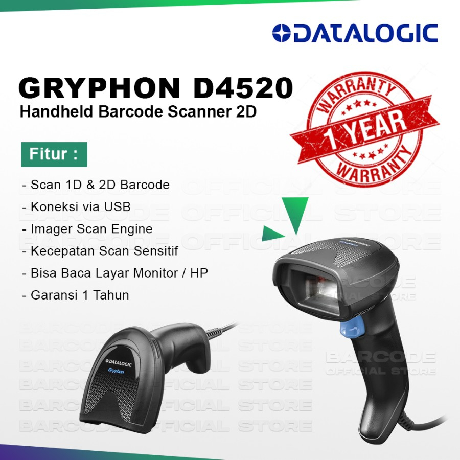 Jual Datalogic Gryphon D4520 Scanner Barcode 1D 2D Imager Handheld Scan ...