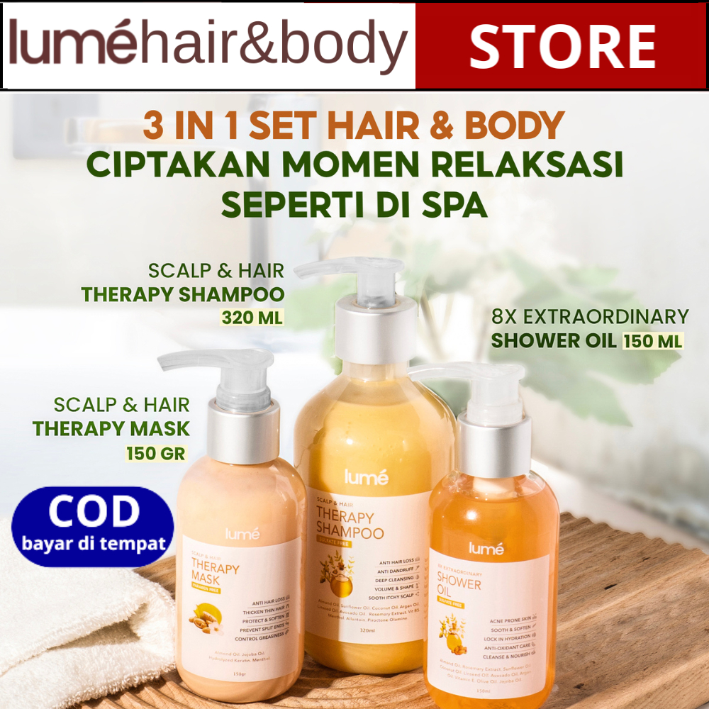 Jual Lume Paket 3 IN 1 Shampoo Hair Mask Shower Oil Lumecolors | Shopee ...