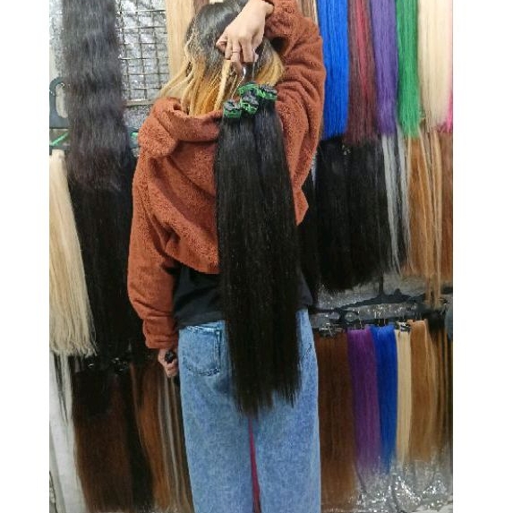 Jual extension rambut sambung asli smoothing paket 50helai 40-85cm ...