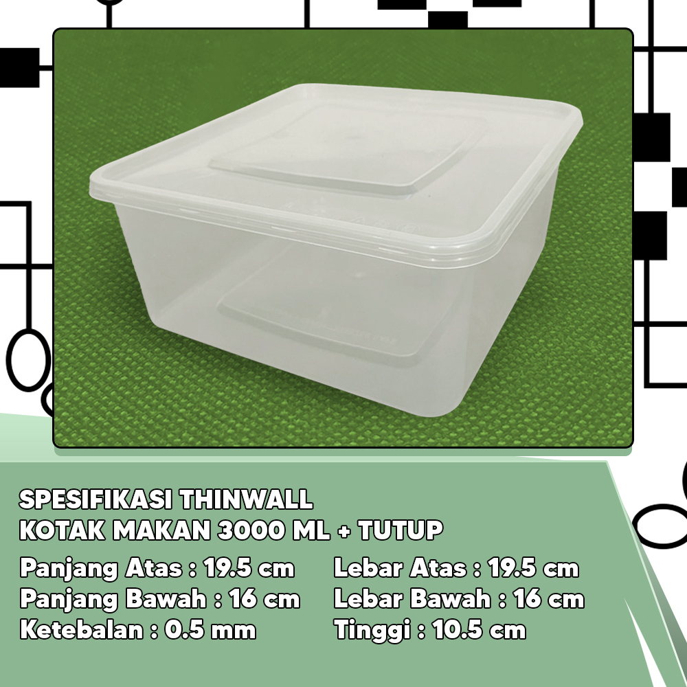 Jual Thinwall Square Kotak Makan Plastik All Size 350ml 3000ml