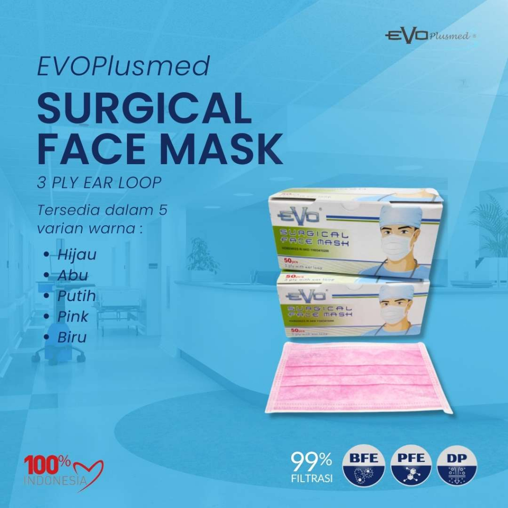 Jual [Paket 2 Box] Masker Evo Surgical Face Mask 3ply Ear Loop berbagai pilihan warna | Shopee ...