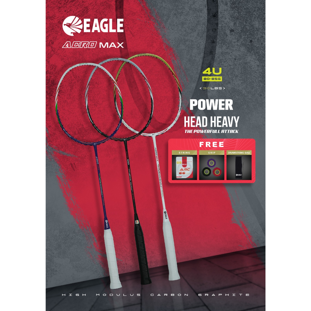 Jual Raket Badminton EAGLE ACRO MAX Head Heavy 4U Menyerang Serang ...