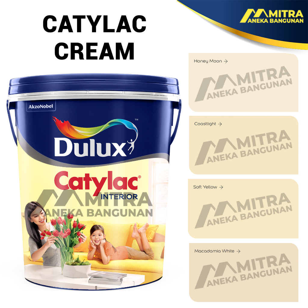 Jual CAT TEMBOK DULUX CATYLAC INTERIOR 5 KG / CREAM IVORY | Shopee ...