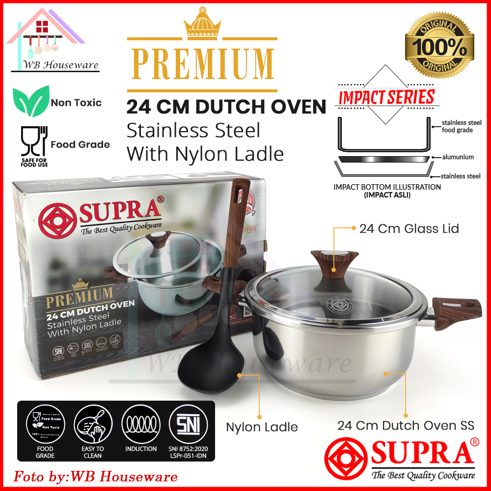 Jual SUPRA Panci Stainless Steel Dutch Oven 24 Cm impact premium ...