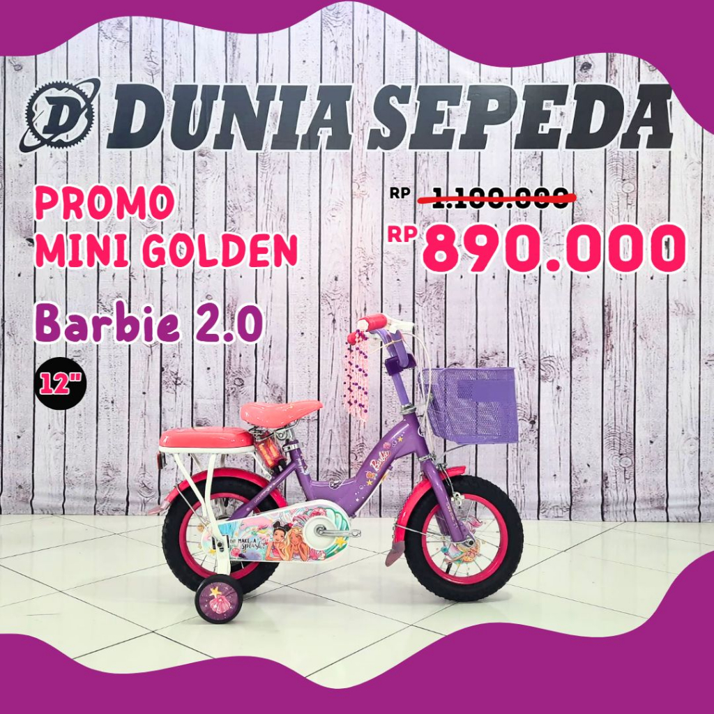 Jual SEPEDA MINI ANAK 12 KID GOLDEN BARBIE 2.0 | Shopee Indonesia