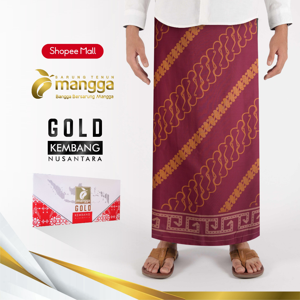 Jual Sarung Mangga Gold Kembang Nusantara Batik Merah Maroon | Shopee ...