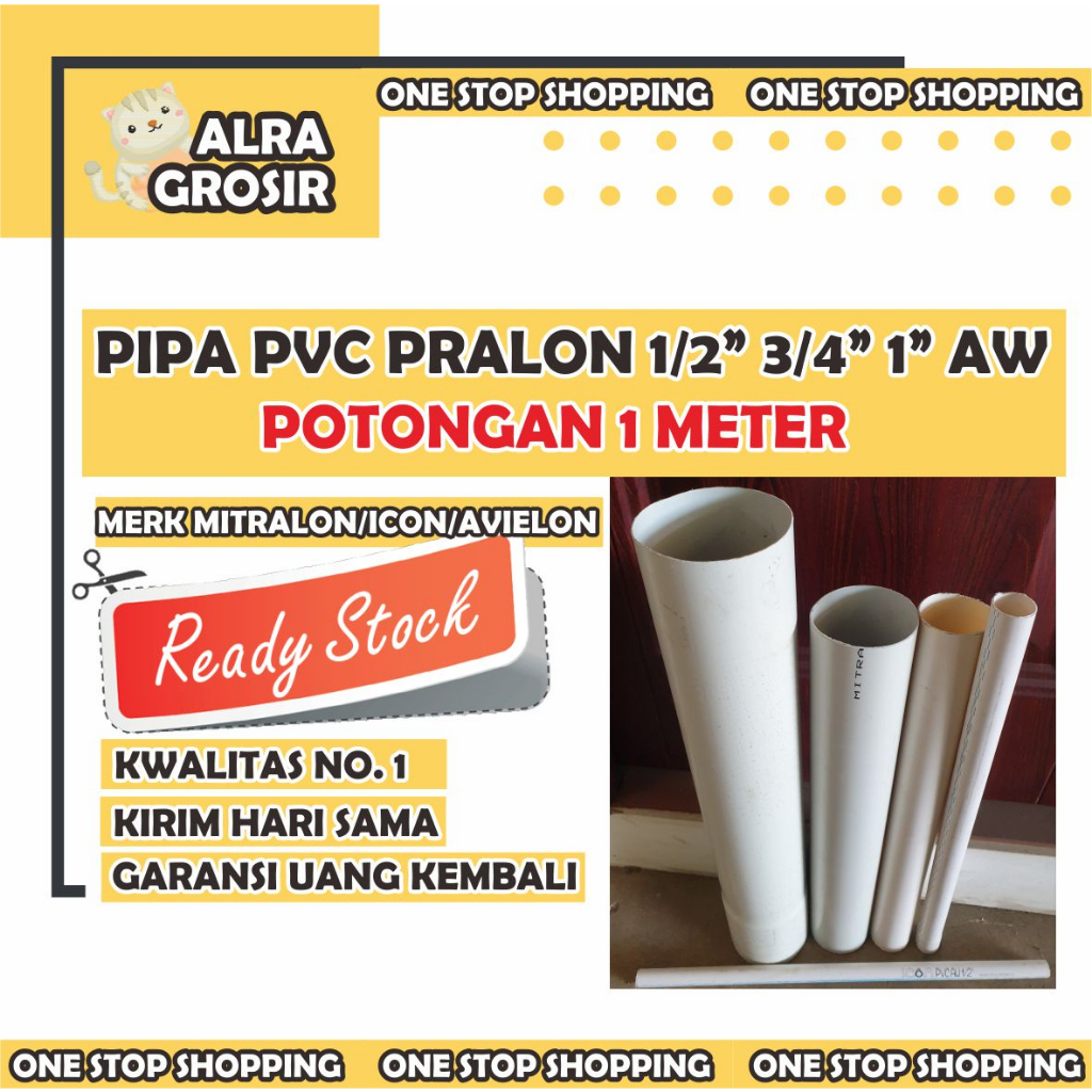 Jual PIPA PVC PRALON PUTIH 1/2 3/4 1 INCH AW POTONGAN 1 METER PIPA PVC MURAH PIPA PVC PARALON ...